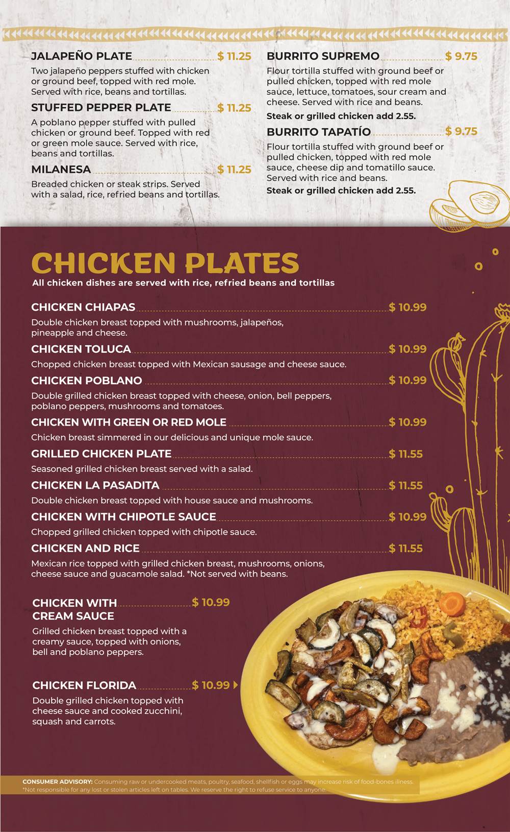 Menu - El Dorado Mexican Restaurant | Authentic Tacos & Steaks Gainesville
