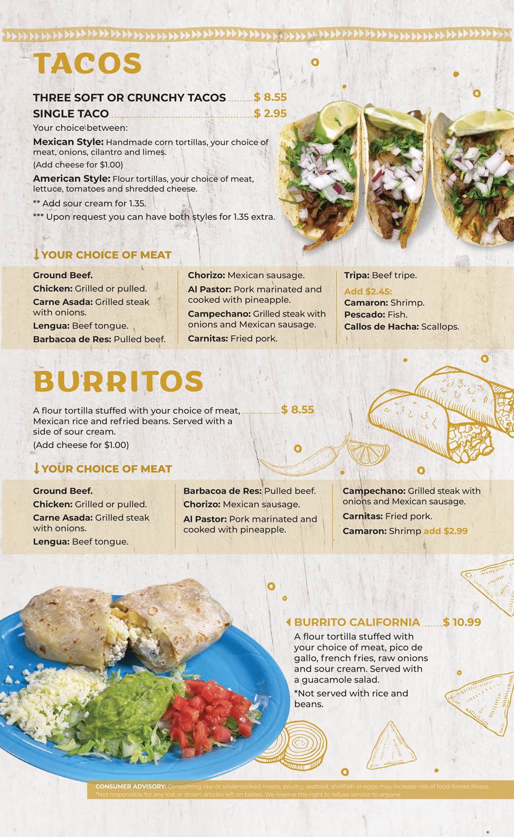 El Dorado Mexican Restaurant - Menu